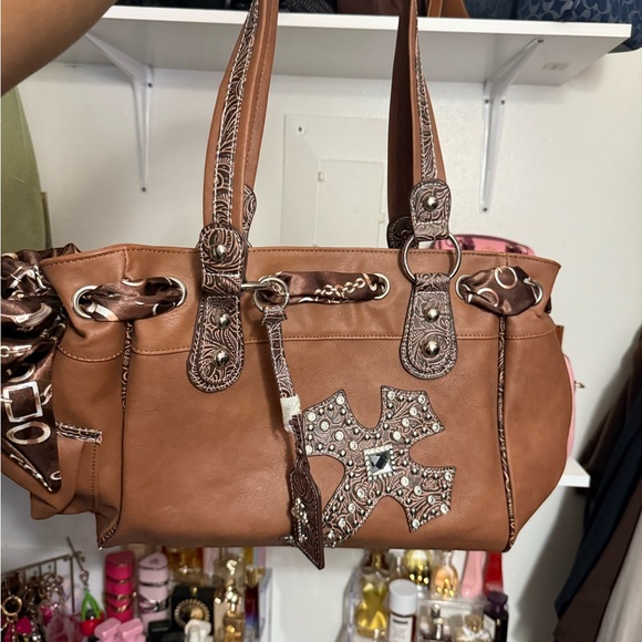 Fashion Nova | Bags | Fashion Nova Tan Embellished Shoulder Bag | Poshmark
